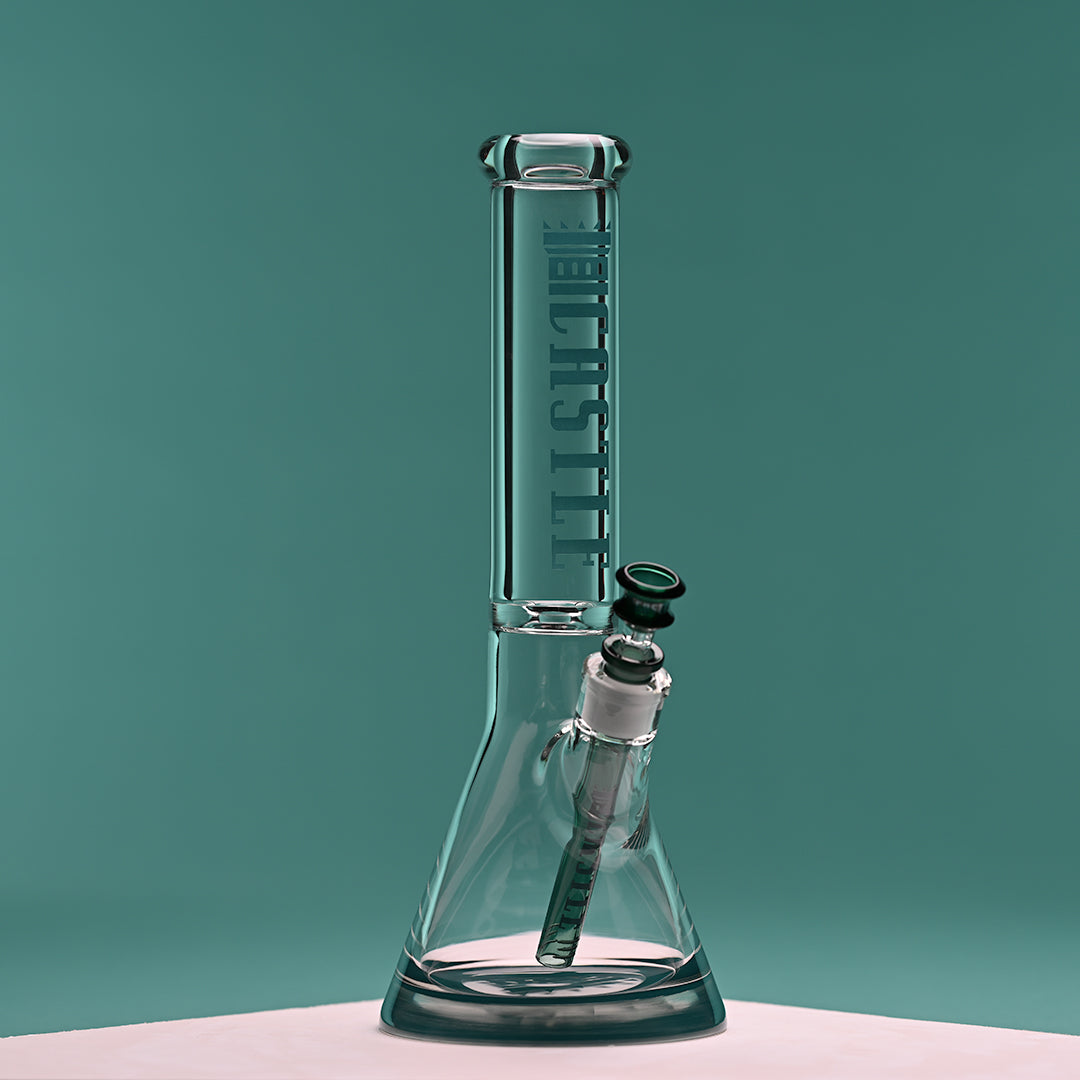 Castle Glass 14" Beaker Bong Teal Logo | Wholesale Bongs | TPB Canada