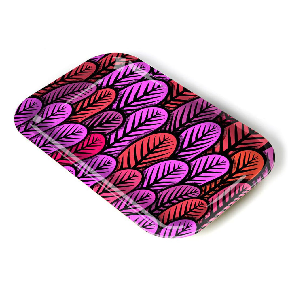 Wholesale HMP Medium Rolling Tray - Pink Leaf - TPB Marketplace